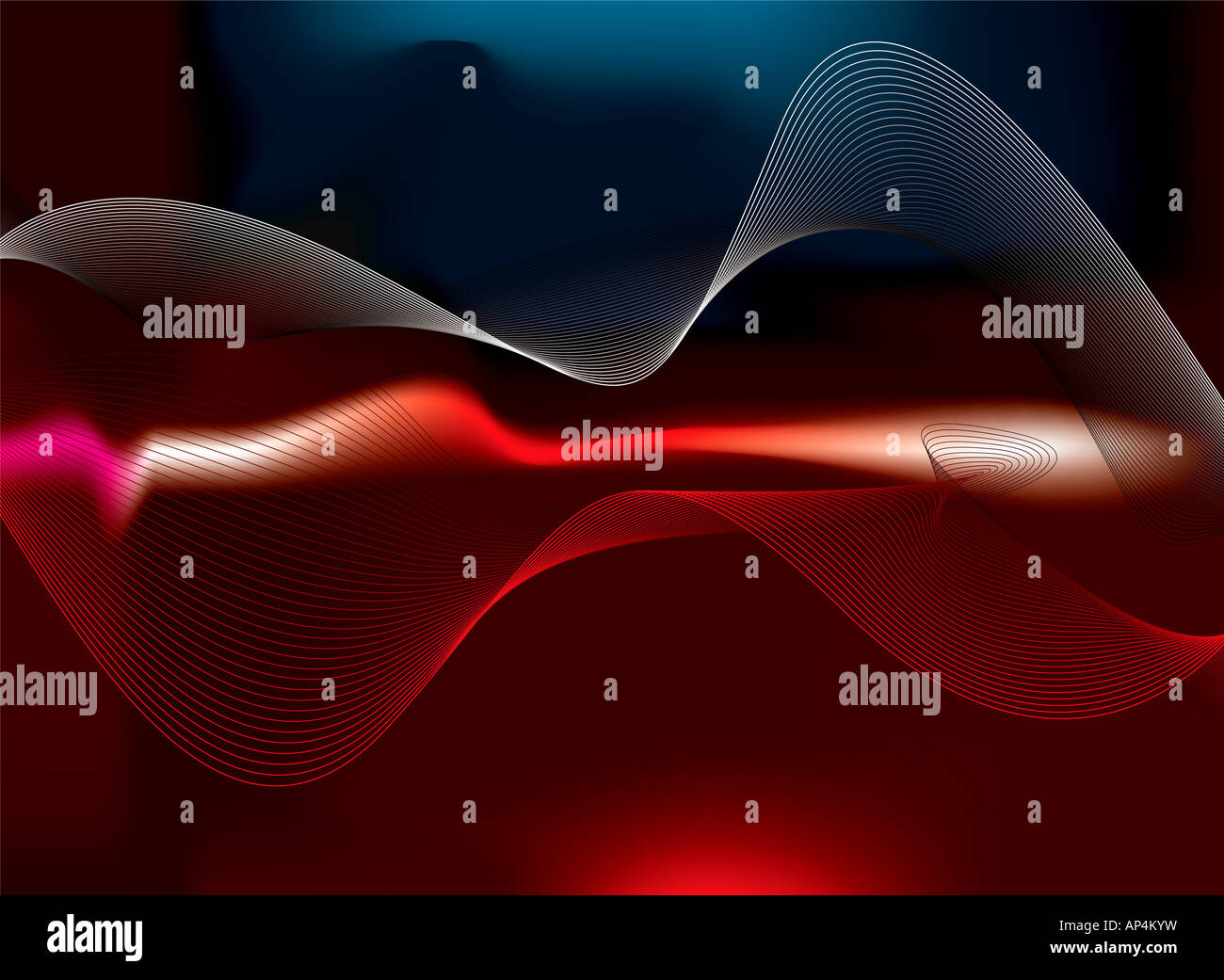 Illustrated abstract background with flowing lines in red and blue ...