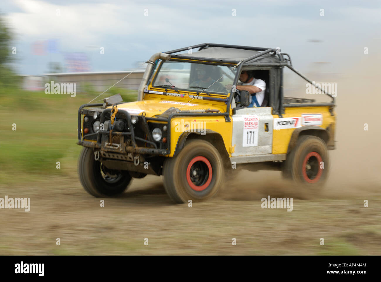 Land Rover Defender racing at the Rallye Dresden Breslau 2007 Stock ...