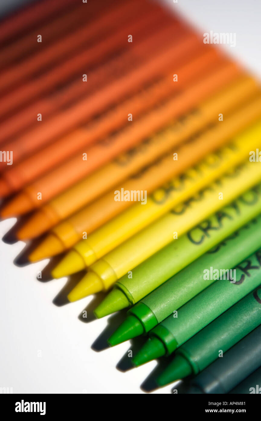 Colored crayons arranged in spectrum Stock Photo - Alamy