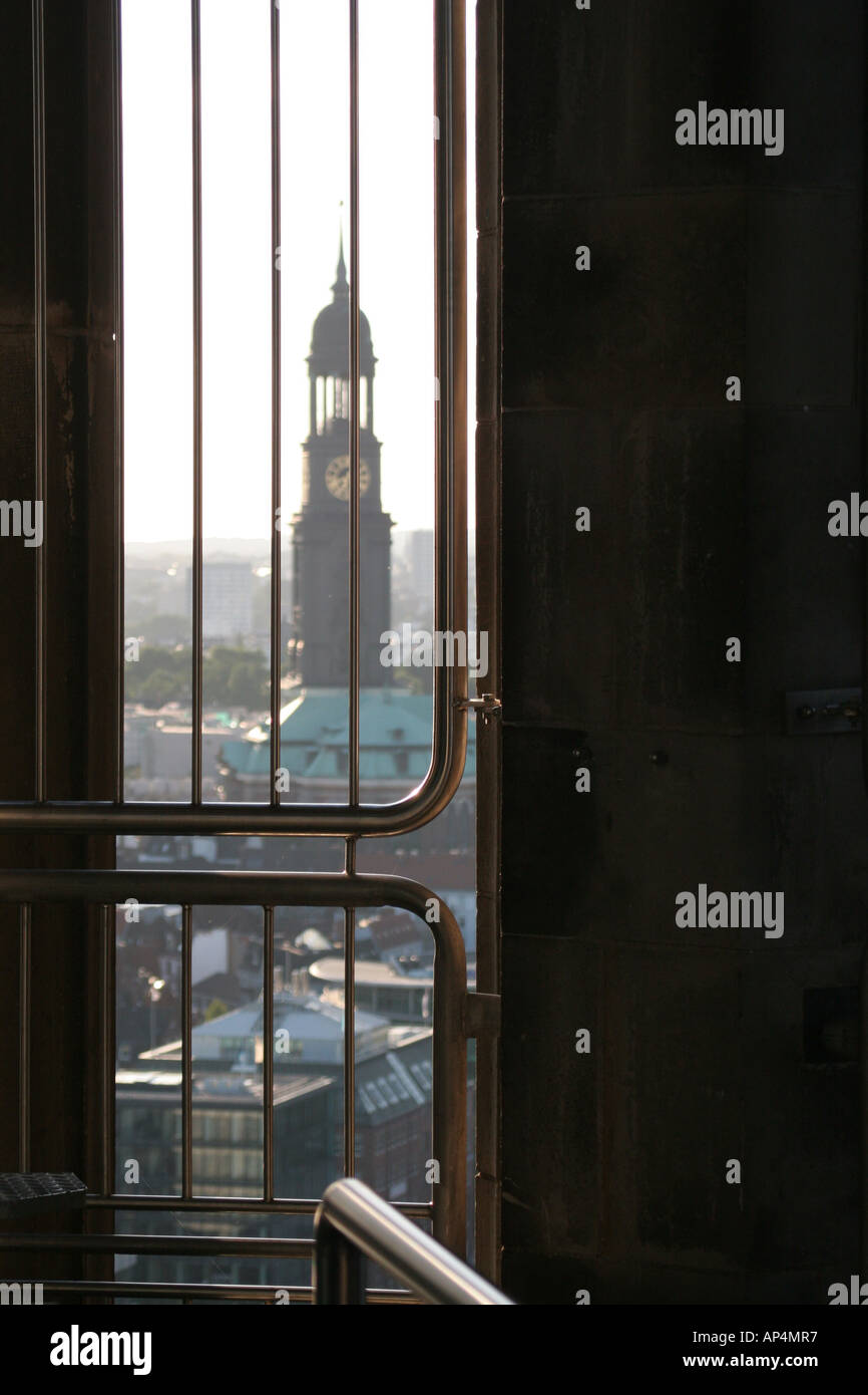 Germany Hamburg. St Nikolai church. View from the tower on St Michael ...