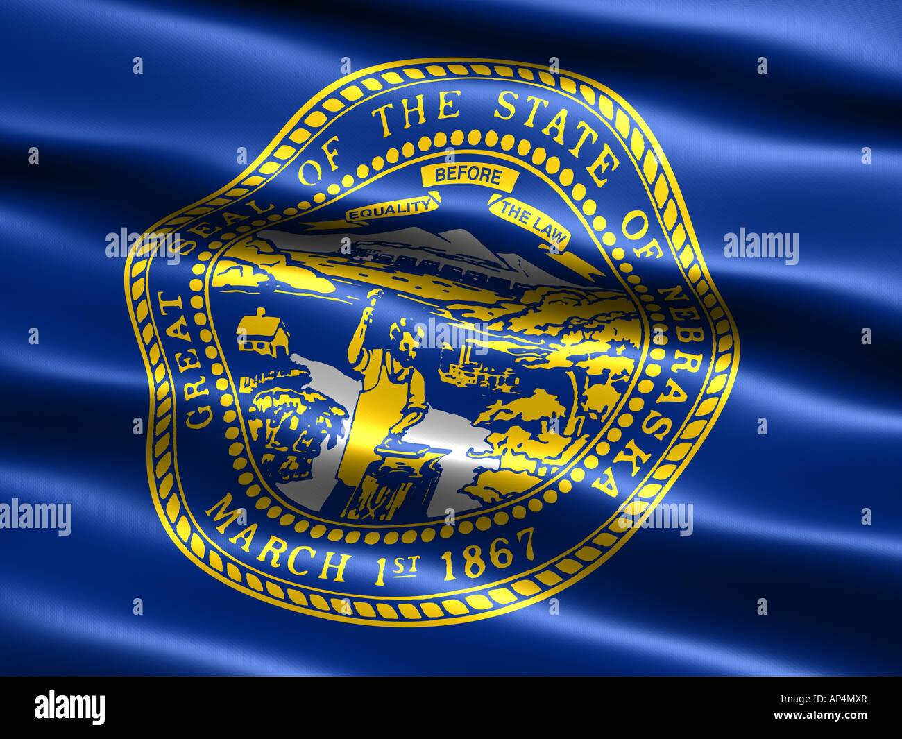 Computer generated illustration of the flag of the state of Nebraska ...