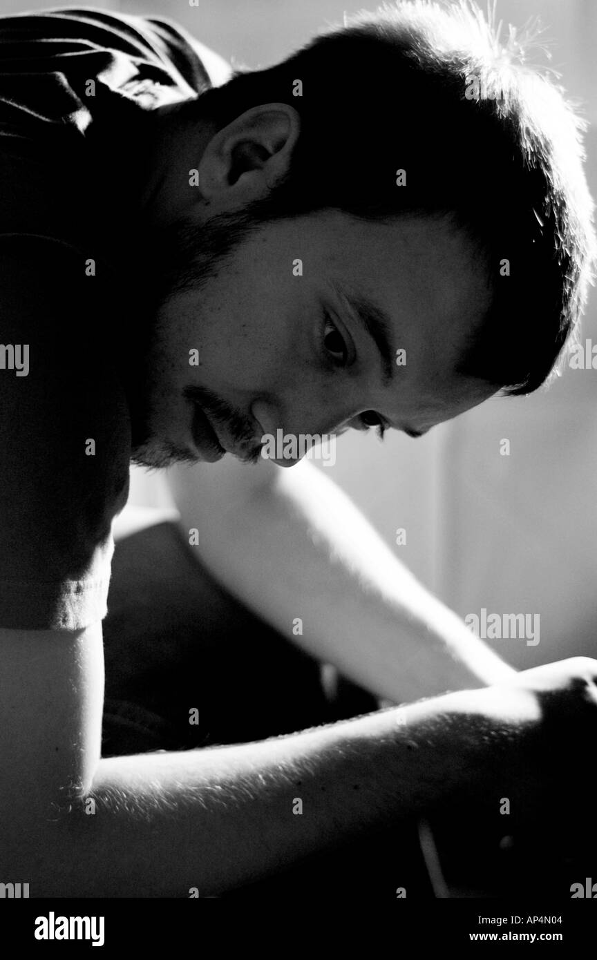 Caucasian young man white Black and White Stock Photos & Images - Alamy