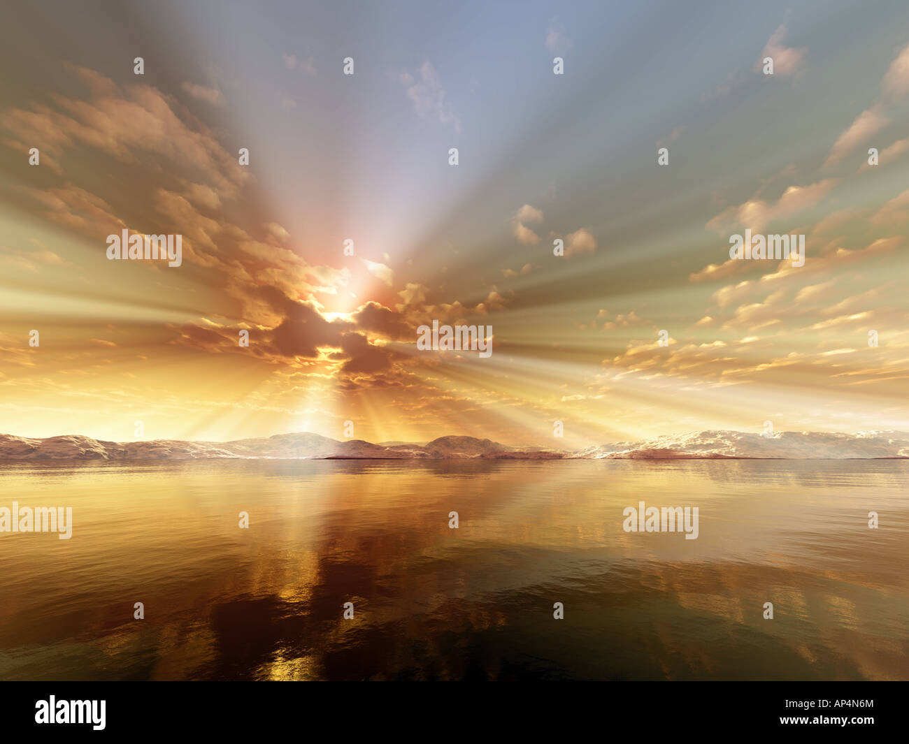 sun rays over the sea Stock Photo - Alamy