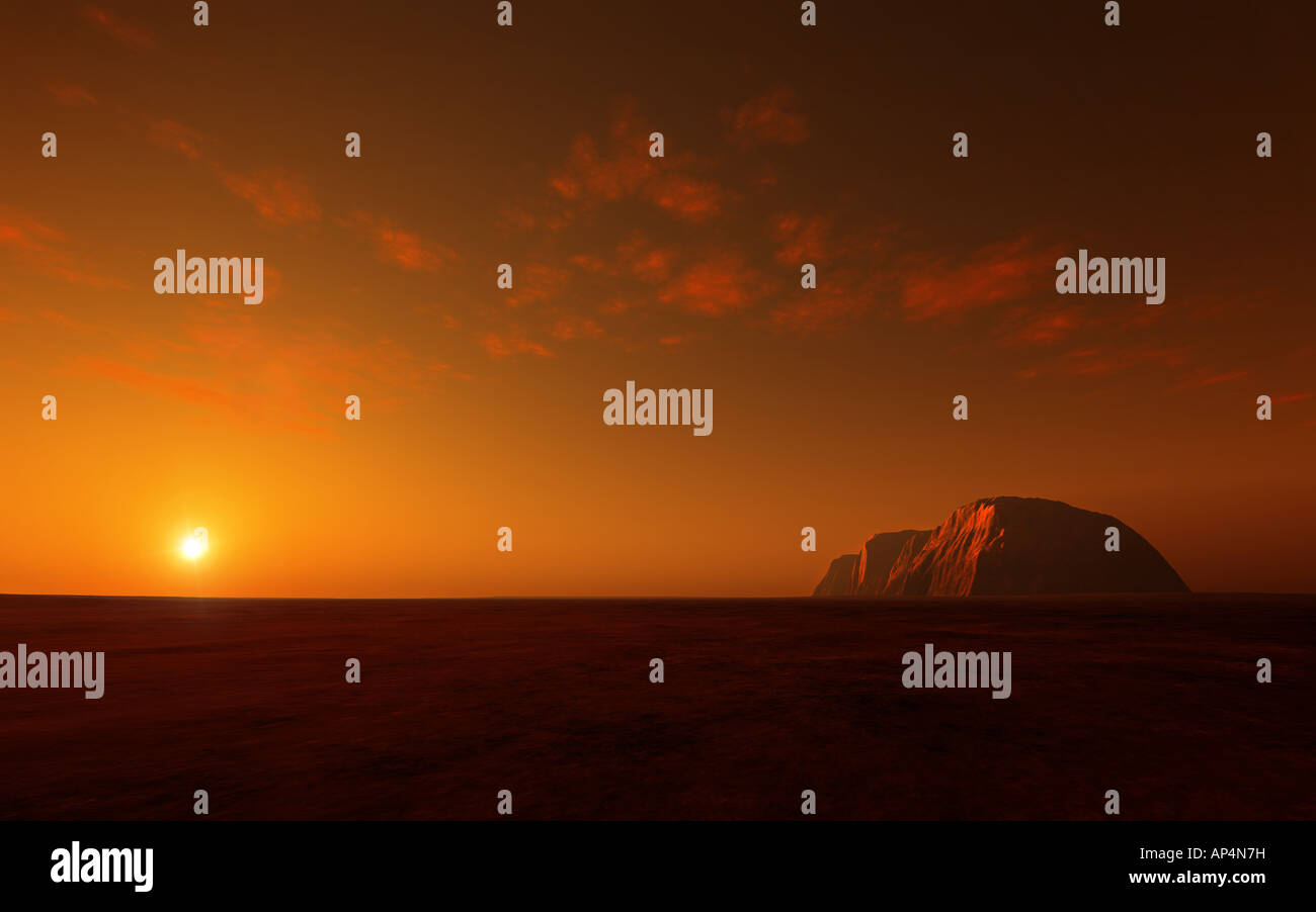 An illustration of the Uluru - Ayers Rock Australia. Golden sunset ...