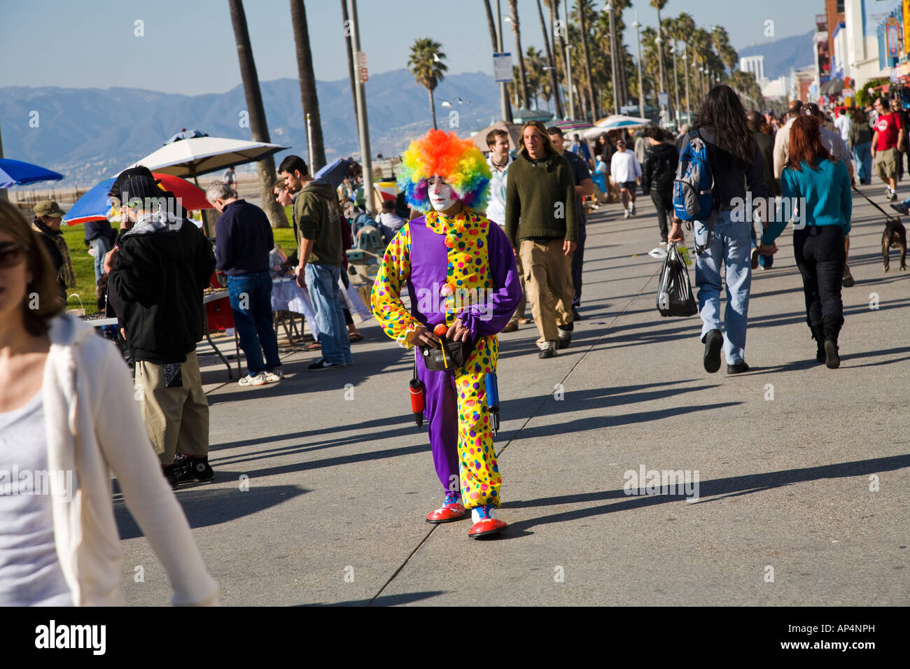A clown walks at Venice Beach California United States of America Stock ...