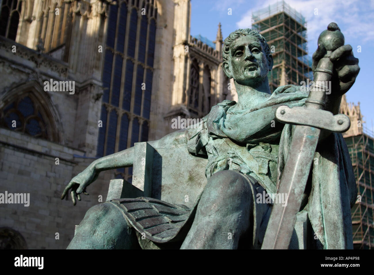 Statue of the Emperor Constantine outside York Minster City of York ...