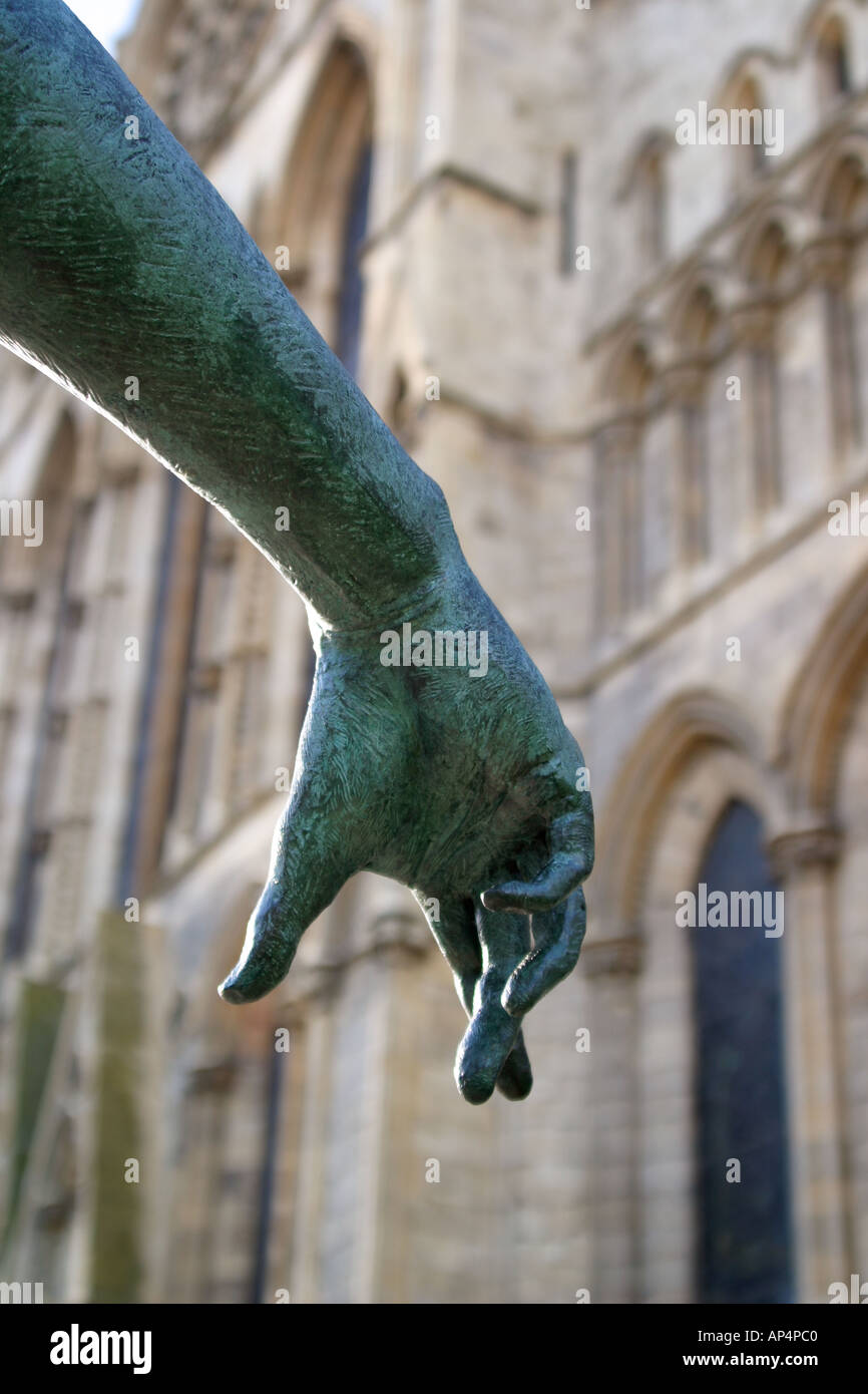 pointing finger Statue of the Emperor Constantine outside York Minster ...