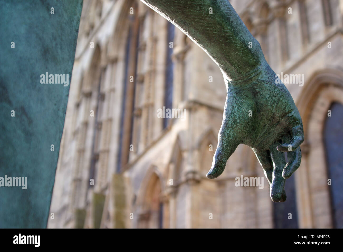 pointing finger Statue of the Emperor Constantine outside York Minster ...