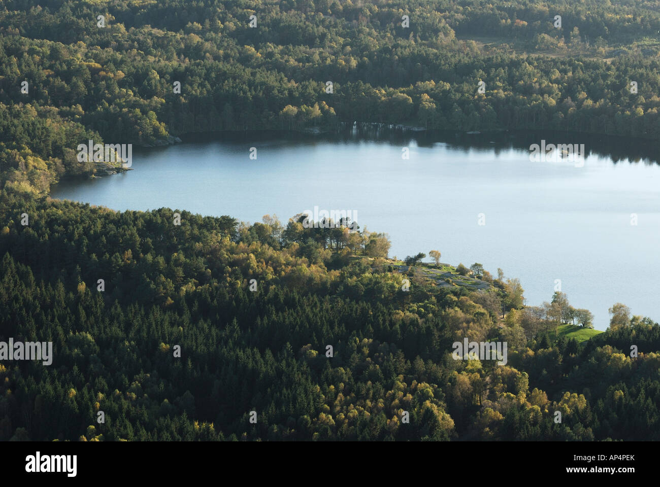 Aerial view of lake Stock Photo - Alamy