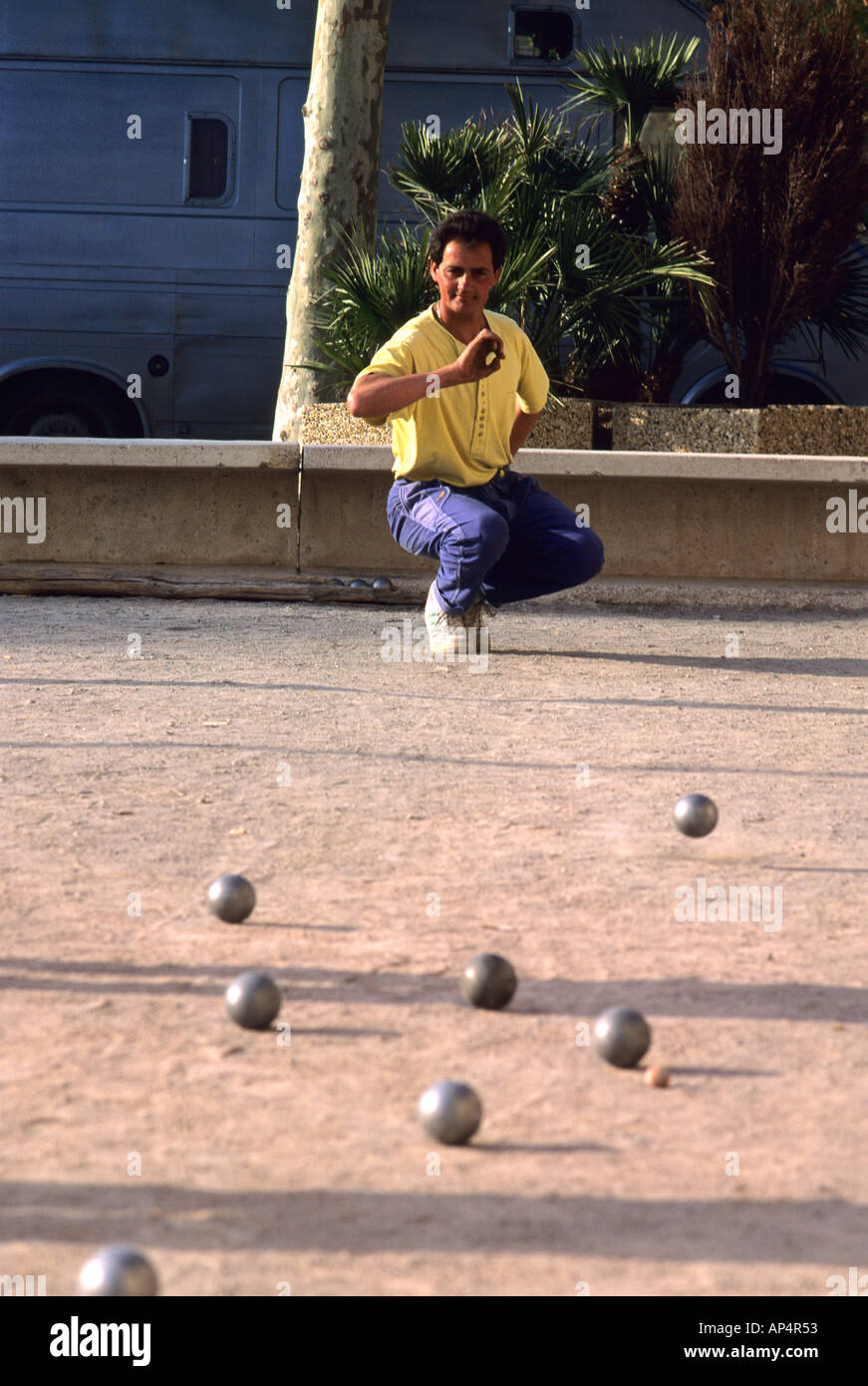 A bocci ball player in France Stock Photo - Alamy