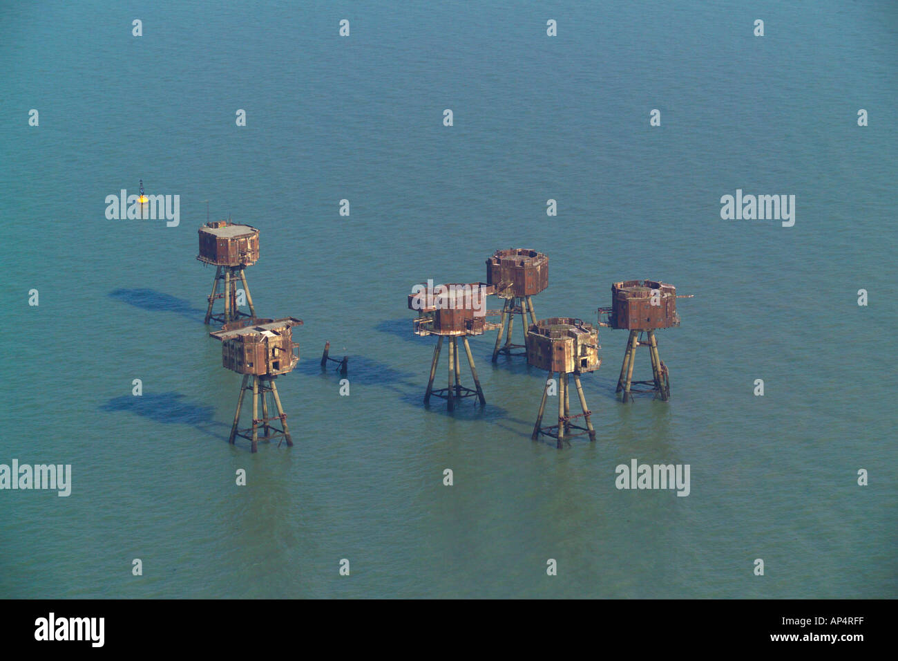 Maunsell Forts off the coast of whitstable and Herne bay on the thames ...