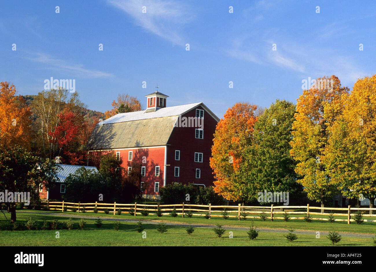 Farm scene with red barn near Stowe Vermont Stock Photo - Alamy
