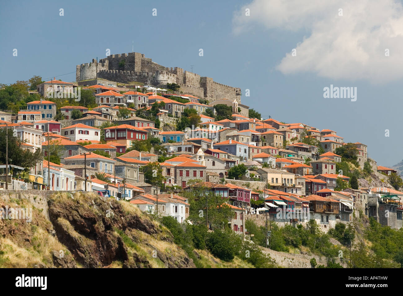 GREECE, Northeastern Aegean Islands, LESVOS , Mithymna . Town View and ...