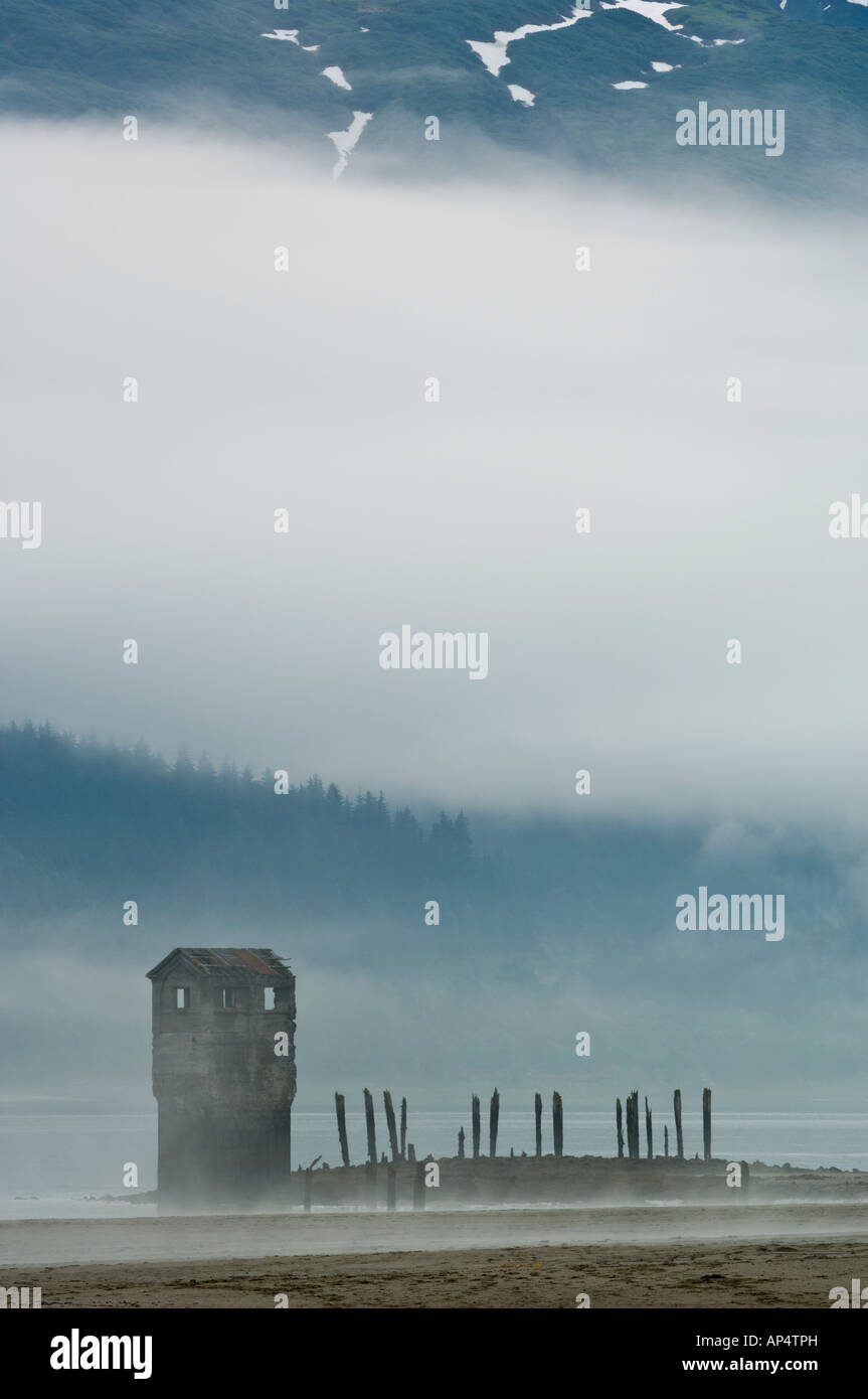 Eerie old ruins of Treadwell on Douglas Island, Juneau, Alaska USA ...