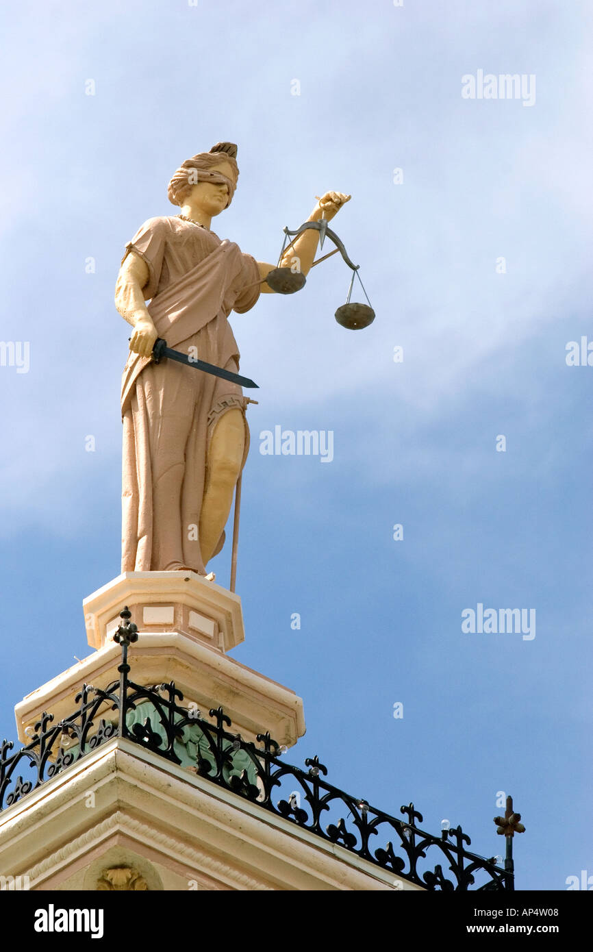 The scales of justice on top of the courthouse in Davis County ...