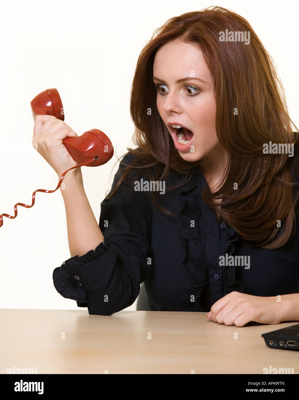 Angry receptionist retro hi-res stock photography and images - Alamy