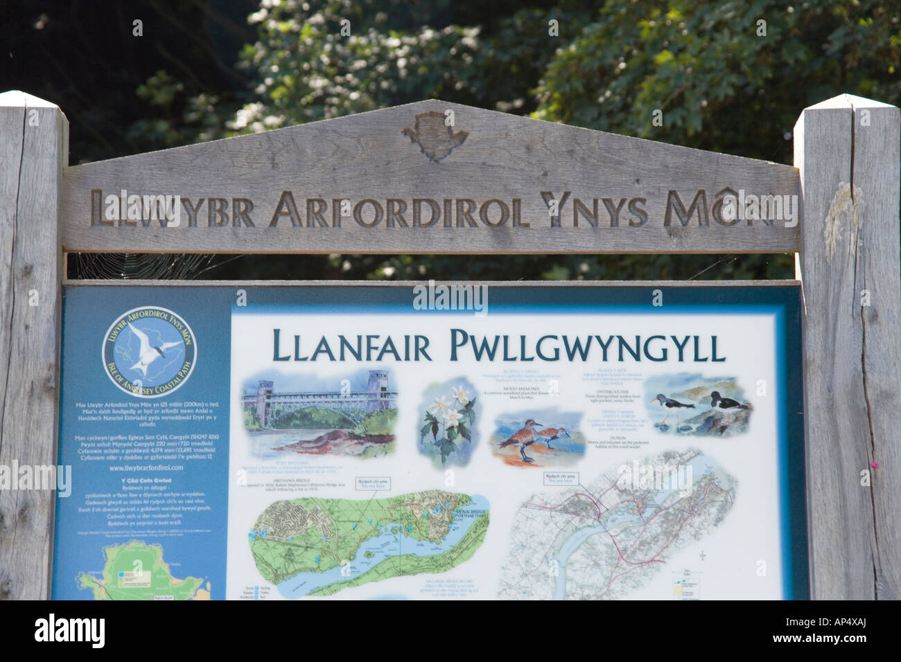 Anglesey coastal path sign with the longest Welsh village name on it ...