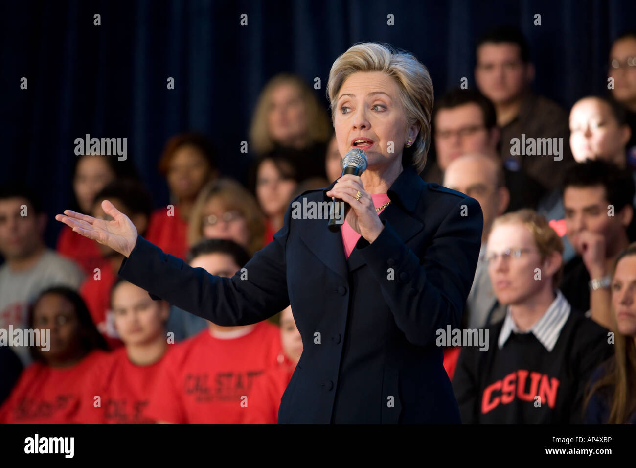 Presidential Candidate Hillary Clinton speaking at a rally with ...