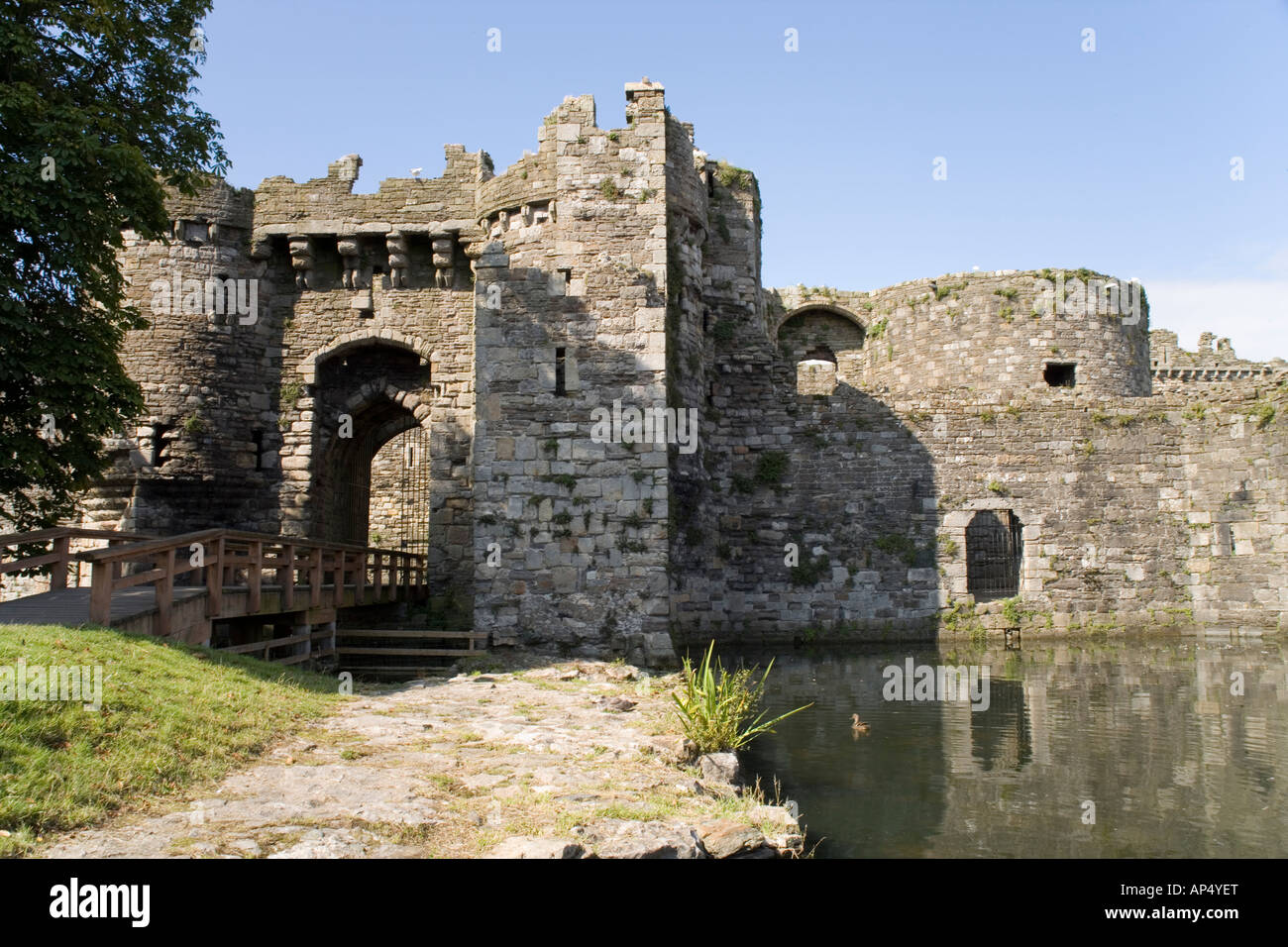 Beamaris castle gateway and dock, Beamaris, Anglesey, North Wales Stock ...