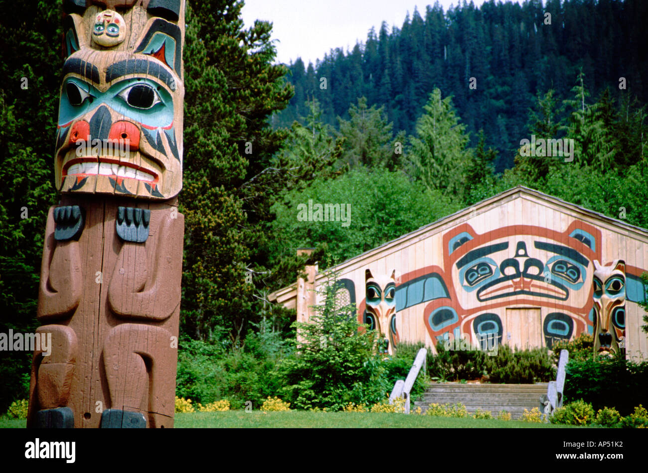 North America, United States, Alaska, Ketchikan, Saxman Totem Park ...