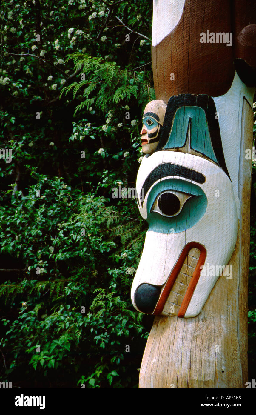 North America, United States, Alaska, Ketchikan, Saxman Totem Park ...