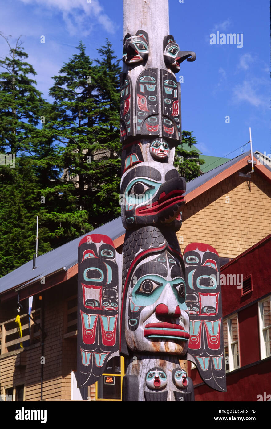 A Tlingit totem pole in Ketchikan, Alaska Stock Photo - Alamy