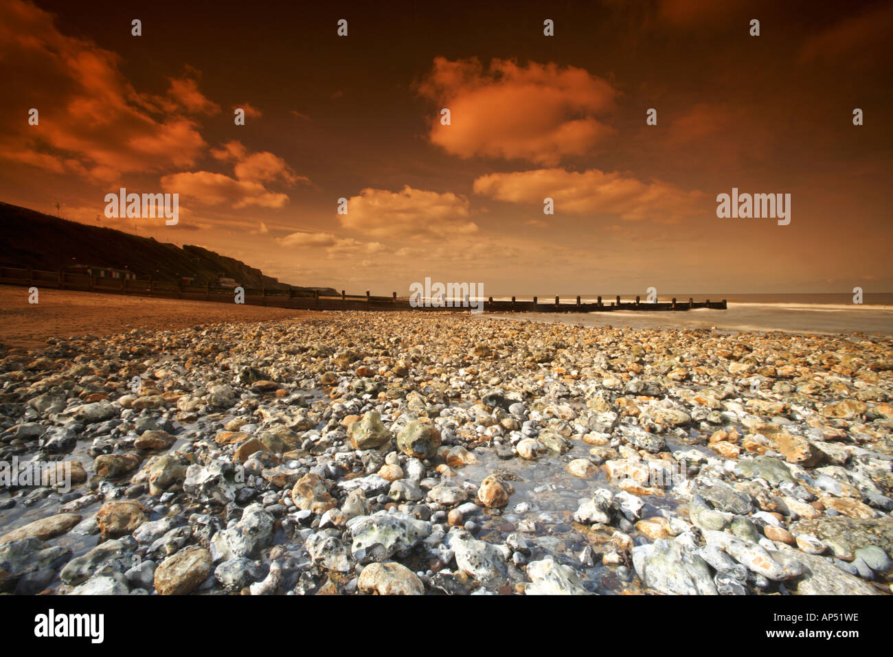 Shingle Beach With Sea Groyne Cromer North Norfolk UK Stock Photo - Alamy