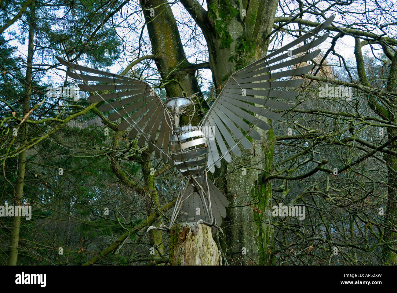 "Owl". Outdoor sculpture by Steve Blaylock, 2005. Grizedale Forest Park ...