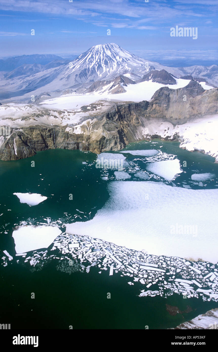 North America, USA, Alaska, Katmai National Park. Aerial view of Mount ...