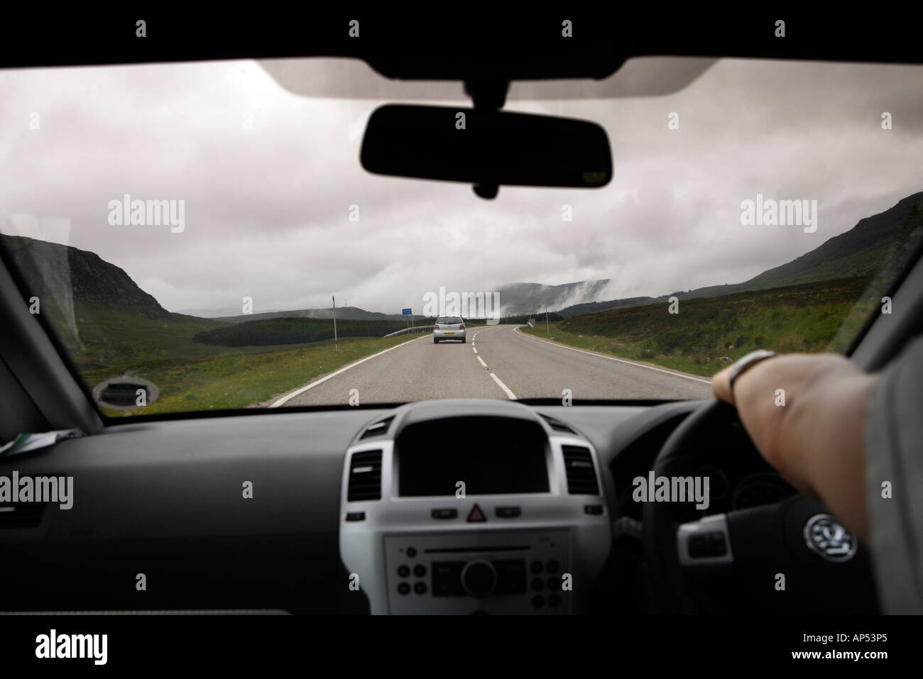 View From Inside The Car, Touring The Highlands Of Scotland UK Stock ...
