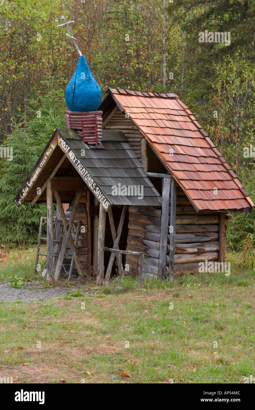 N.A., USA, Alaska. Chapel at the Eklutna Native American Cemetary Stock ...