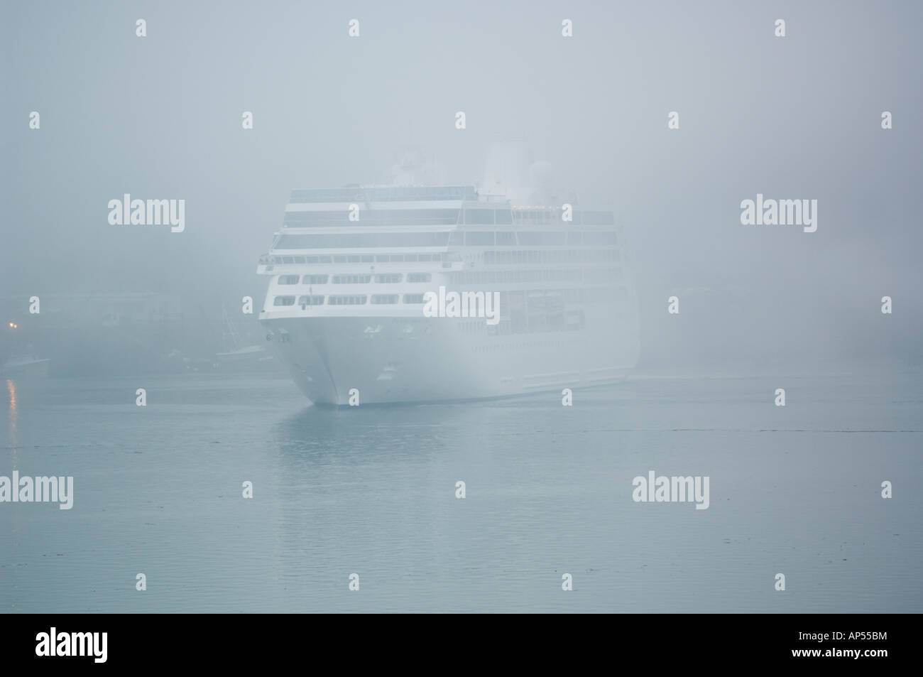 Cruise ship in fog, Juneau, Alaska USA Stock Photo - Alamy