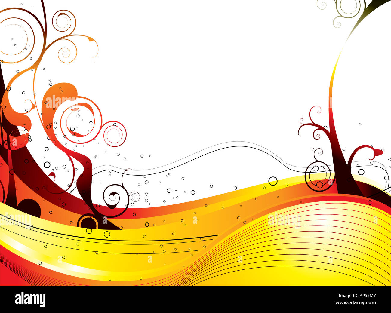 Illustrated floral red hot design with flowing lines and room for your ...