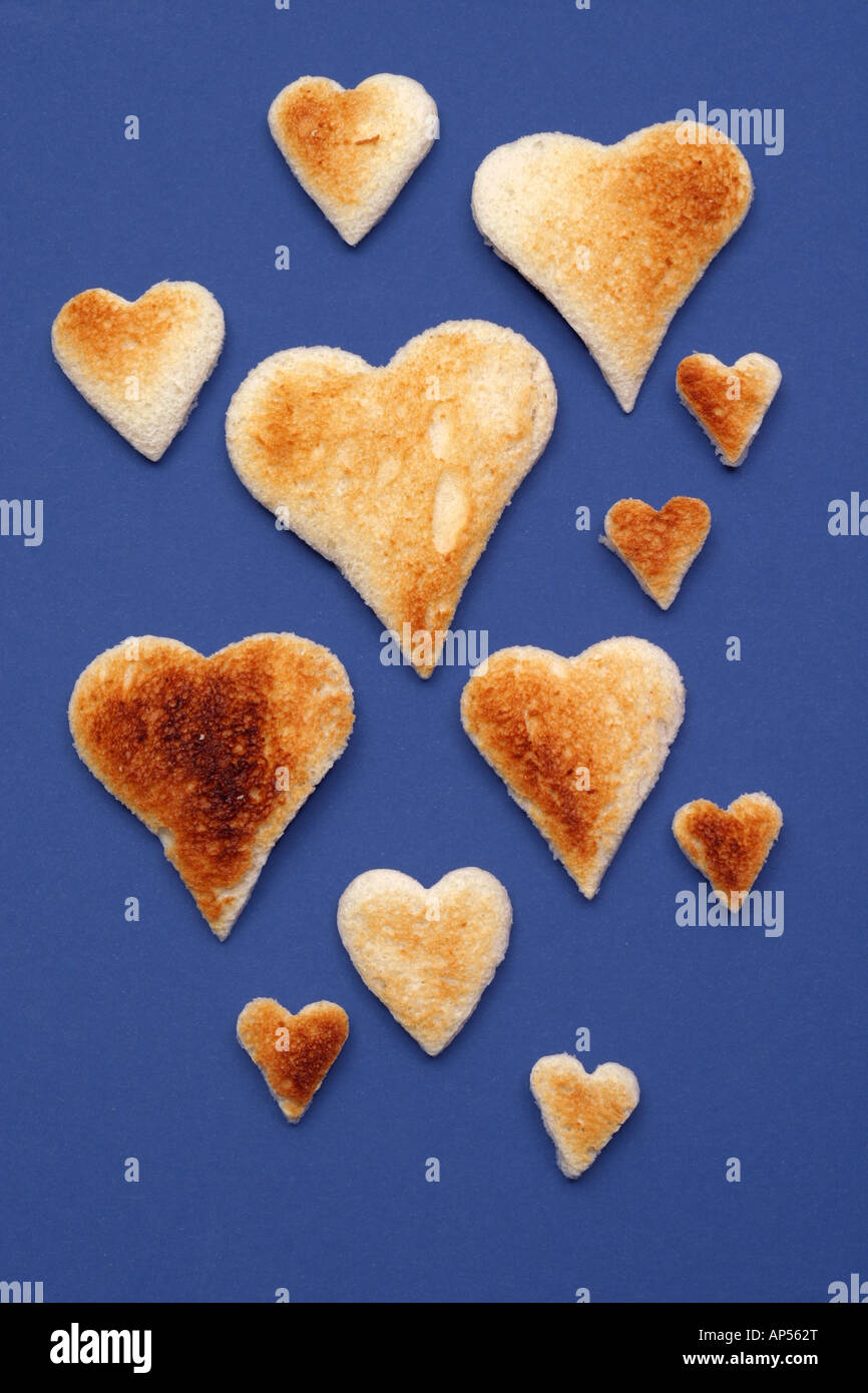 Toasted heart shaped bread Stock Photo - Alamy