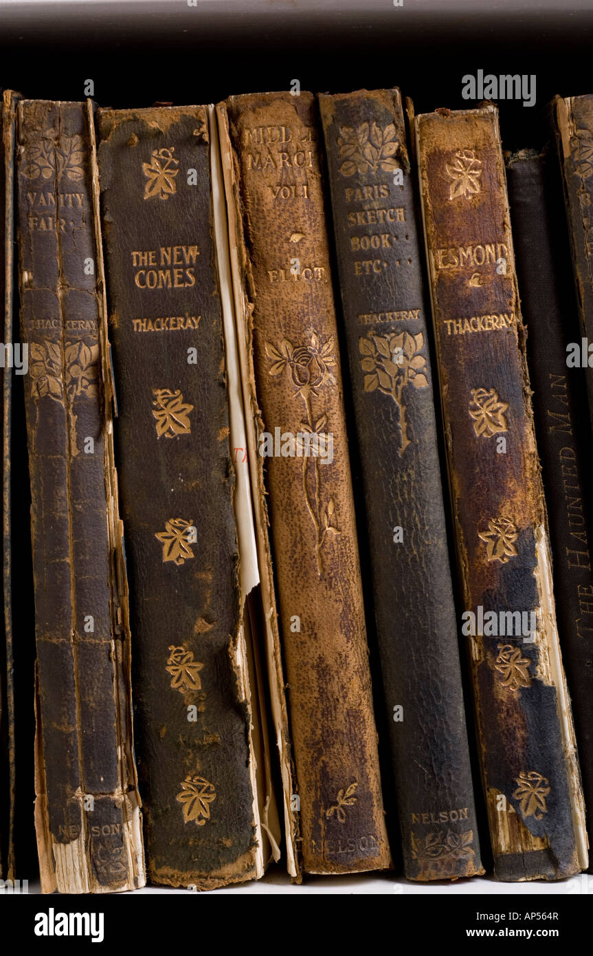 Frayed antique books Stock Photo - Alamy