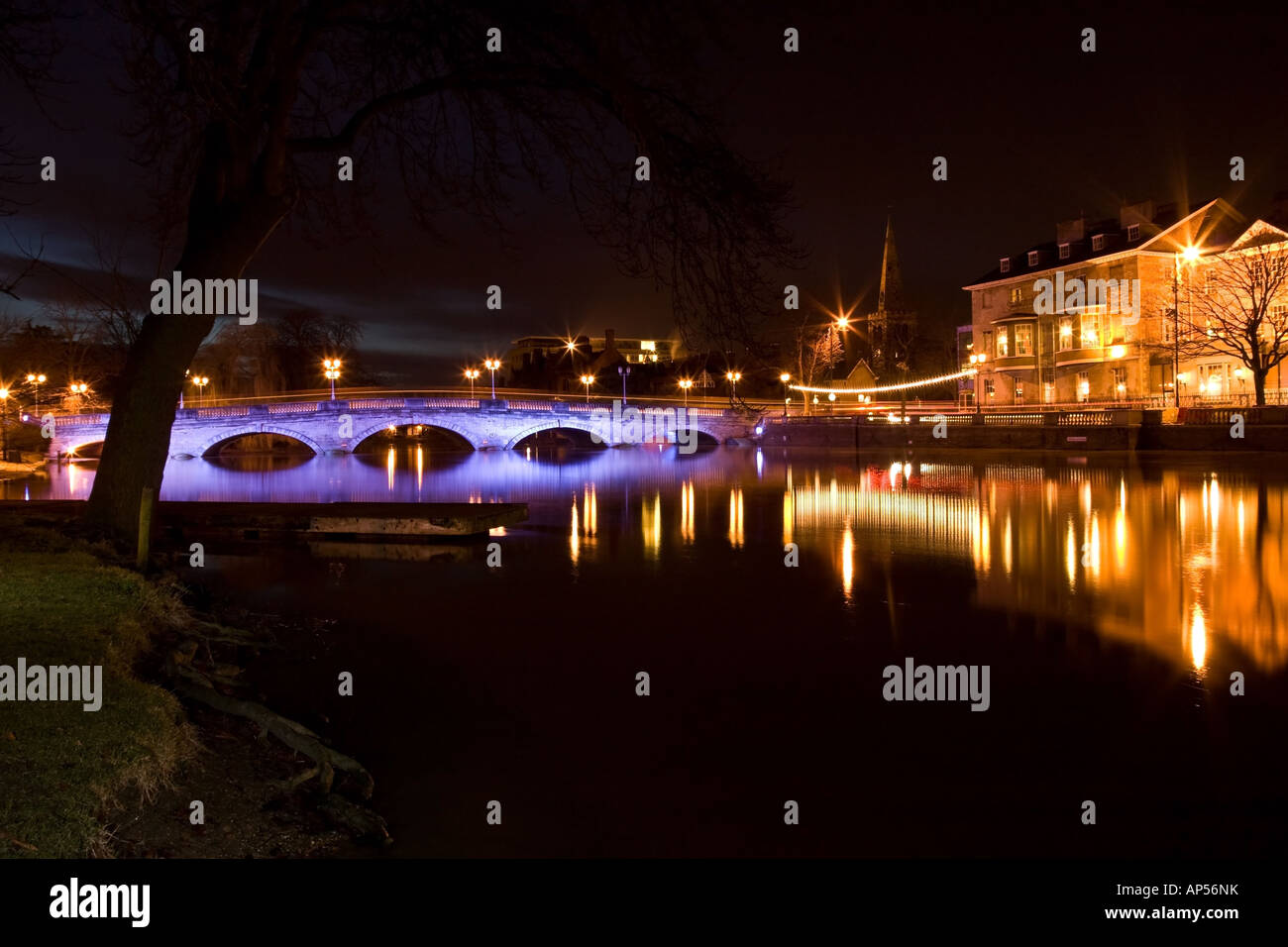 bedford town bridge at night Stock Photo - Alamy