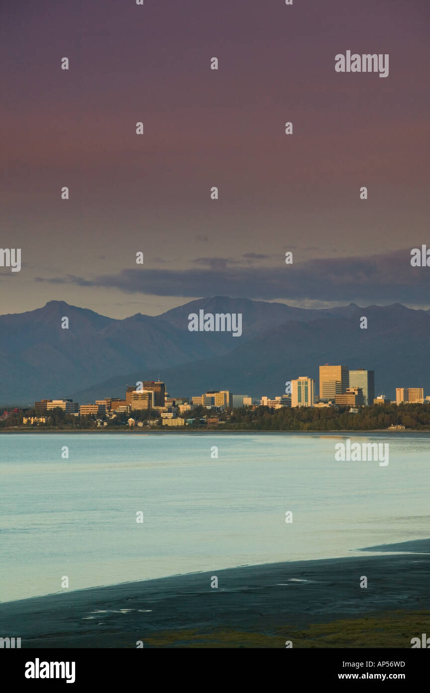 USA, ALASKA, ANCHORAGE: Anchorage Skyline at Sunset from Point ...