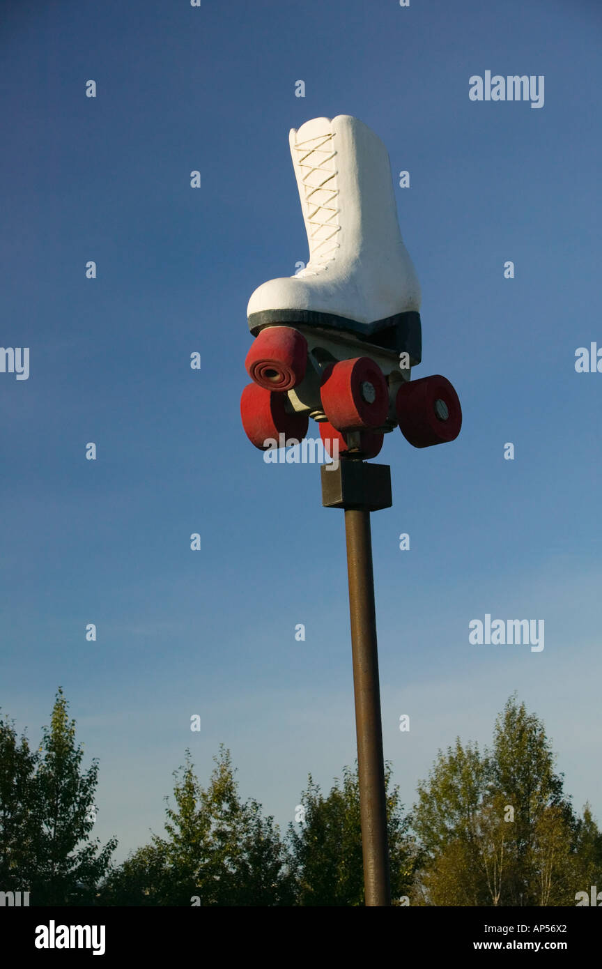 USA, ALASKA, ANCHORAGE: Large Roller Skate Sculpture outside of ...