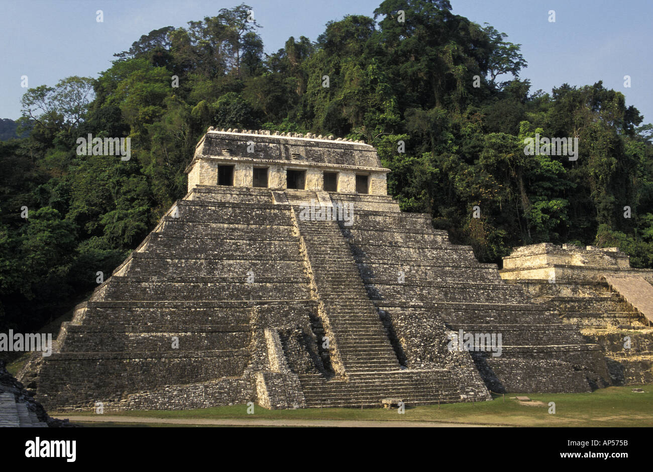 Mexico Chiapas province Palenque Temple of the Inscriptions Stock Photo ...