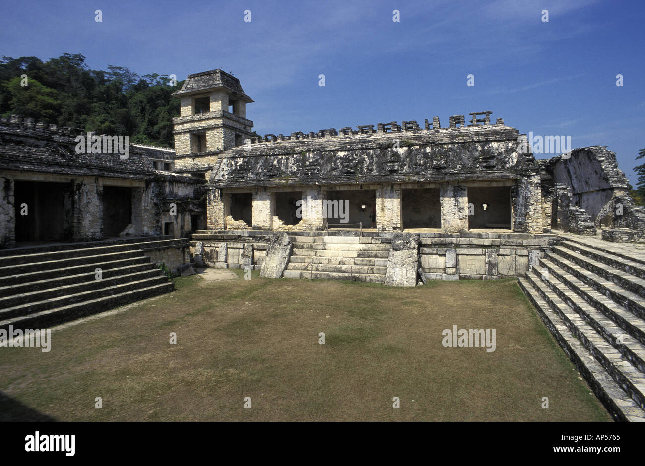 Mexico Chiapas province Palenque The Palace court Stock Photo - Alamy