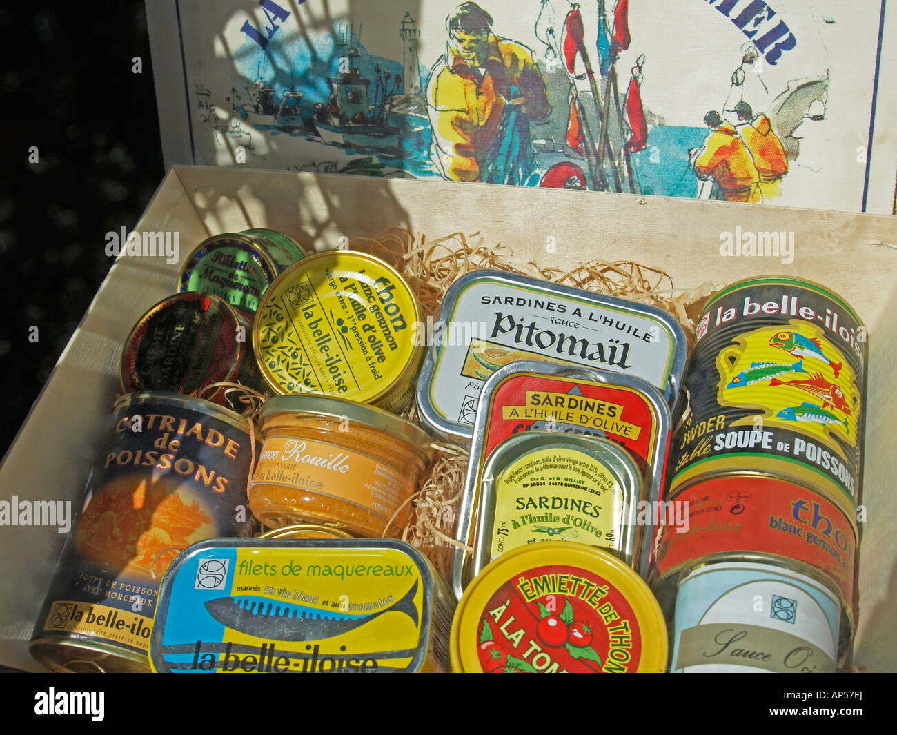 different tinned fish food specialities of the region Brittany France ...