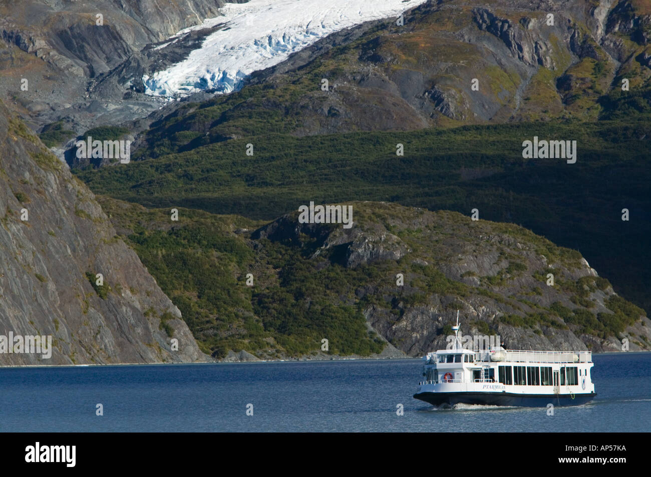 USA, ALASKA, PORTAGE GLACIER: Miniature Ice Breaker SS. Ptarmigan ...