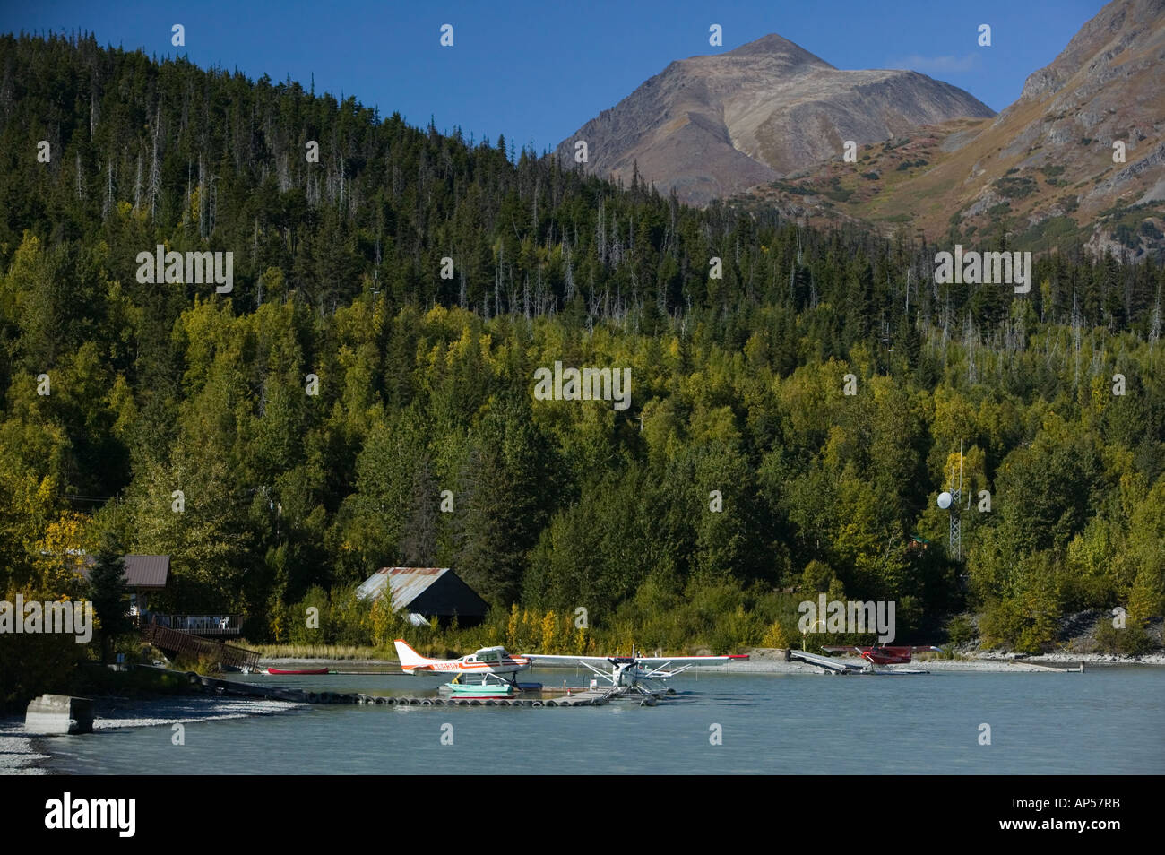 USA, ALASKA, KENAI PENINSULA, MOOSE PASS: Floatplanes on Upper Trail ...