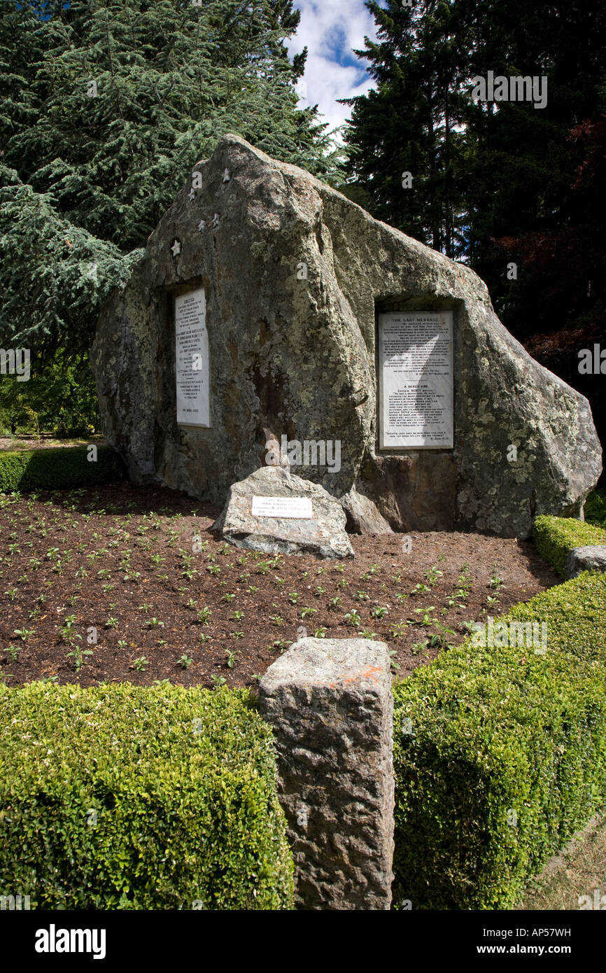 A memorial to Captain Robert Falcon Scott at Queenstown Botanic gardens ...