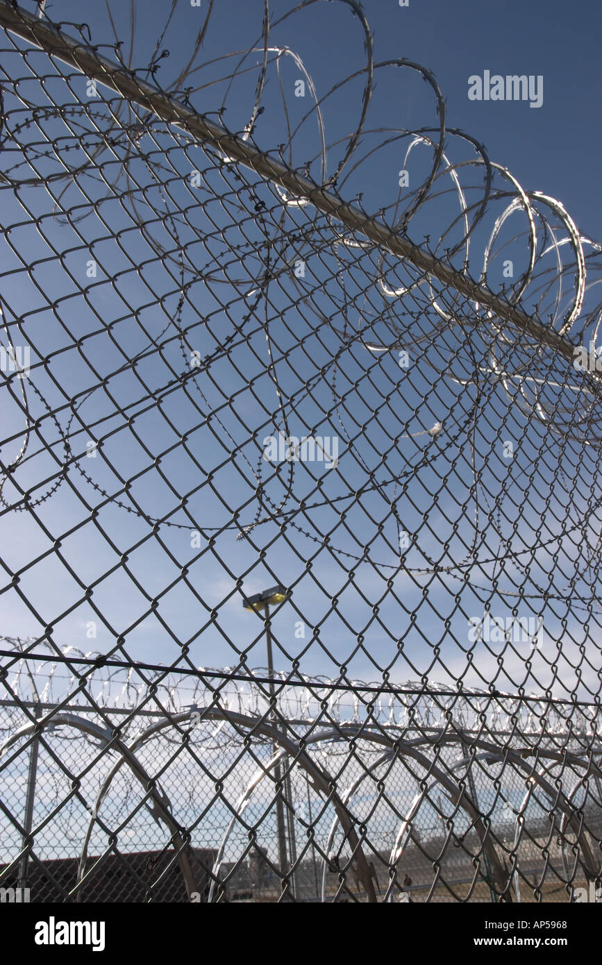 Perimeter fence at the Nebraska State Penitentiary. Maximum security ...