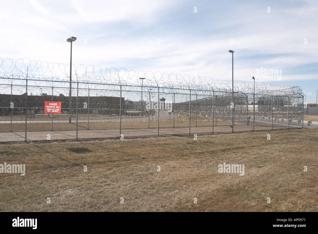 Perimeter fence at the Nebraska State Penitentiary. Maximum security ...