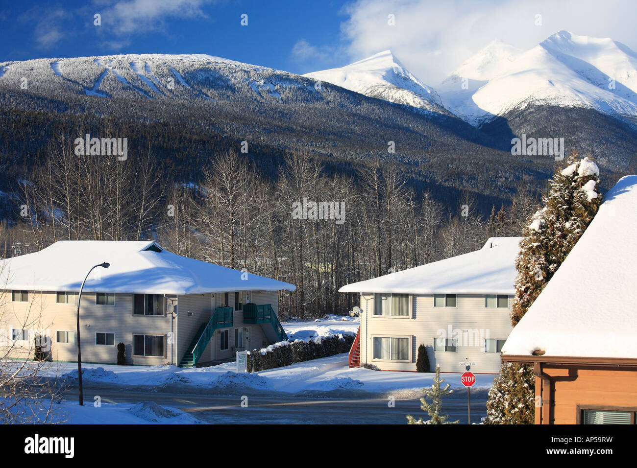 Town of Smithers in winter with Hudson Bay Mountain in background ...