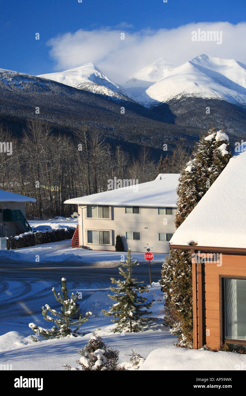 Town of Smithers in winter with Hudson Bay Mountain in background ...