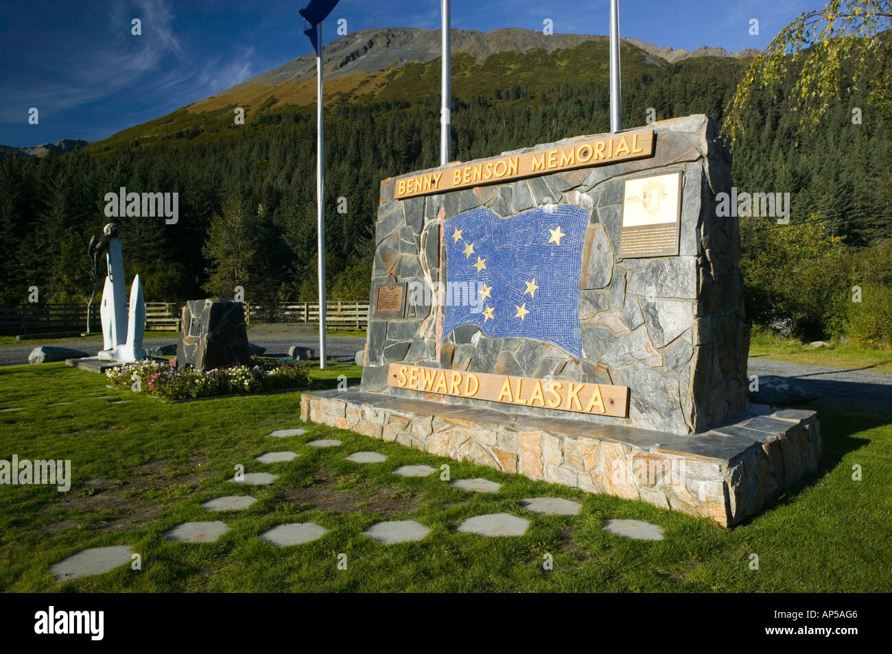 USA, ALASKA, KENAI PENINSULA, SEWARD: Benny Benson Memorial to Native ...
