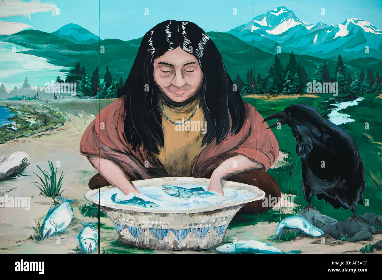 USA, ALASKA, KENAI PENINSULA, SEWARD: 4th Street Native Alaskan Mural ...